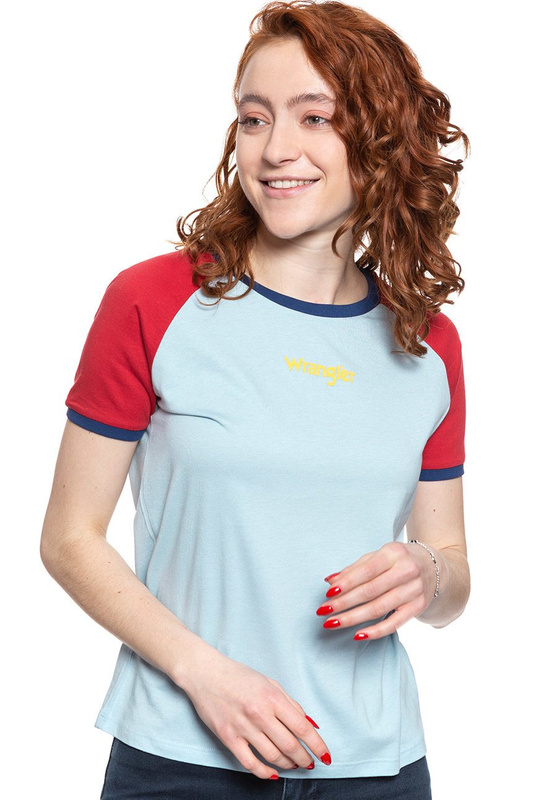 WRANGLER T SHIRT DAMSKI RAGLAN TEE ANGEL FALLS BLU W7N8F6B07 W7N8F6B07