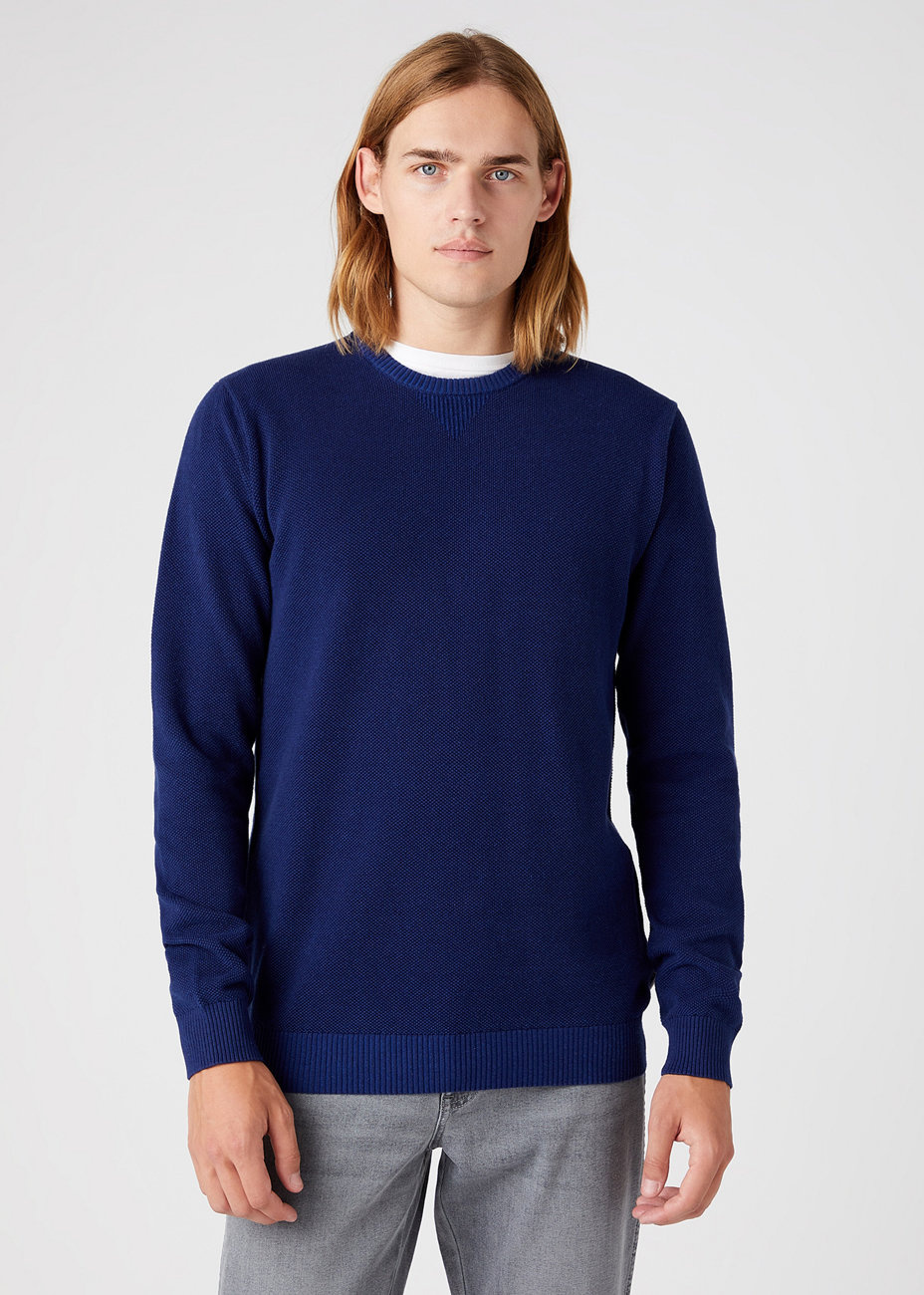 WRANGLER TWO TONE CREW MĘSKI SWETER KLASYCZNY MEDIEVAL BLUE W8C6RLX9I 112146492 W8C6RLX9I 112146492