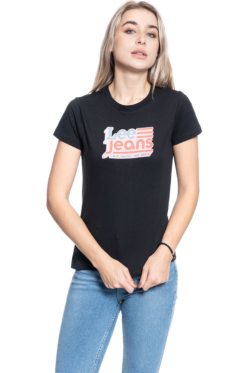 DAMSKI T-SHIRT LEE CREW NECK TEE BLACK L41LYG01 112109066 L41LYG01 ...