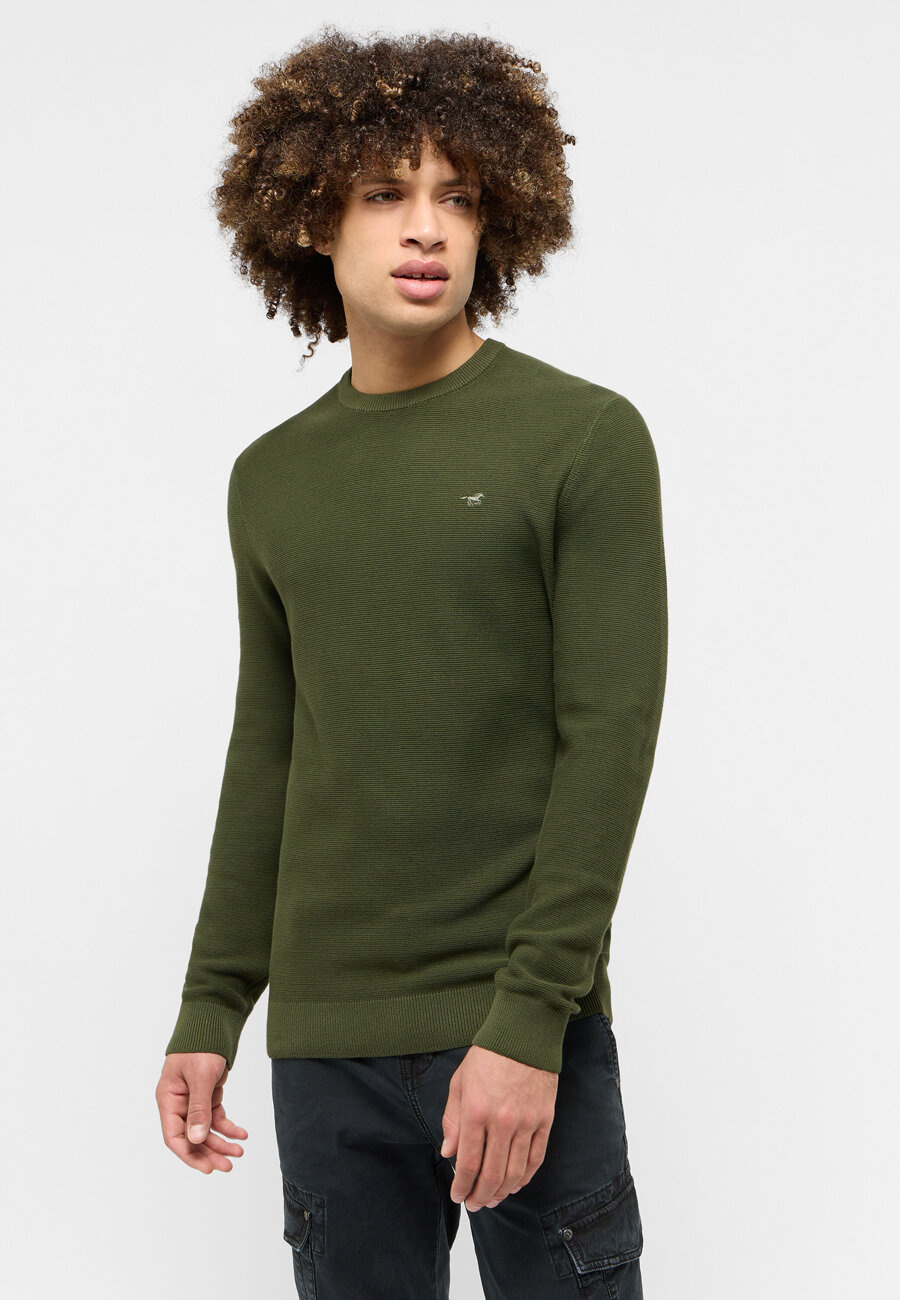 MUSTANG ELLIOT MĘSKI SWETER LOGO ELEGANCKI RIFLE GREEN 1015472 6514 ...