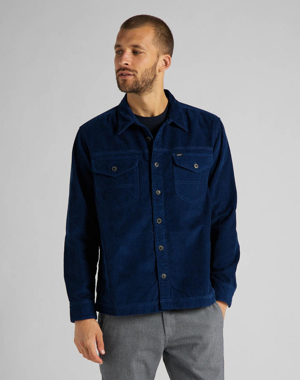 LEE LOCO PATCH OVERSHIRT RELAXED FIT MĘSKA KOSZULA SZTRUKSOWA WASHED ...