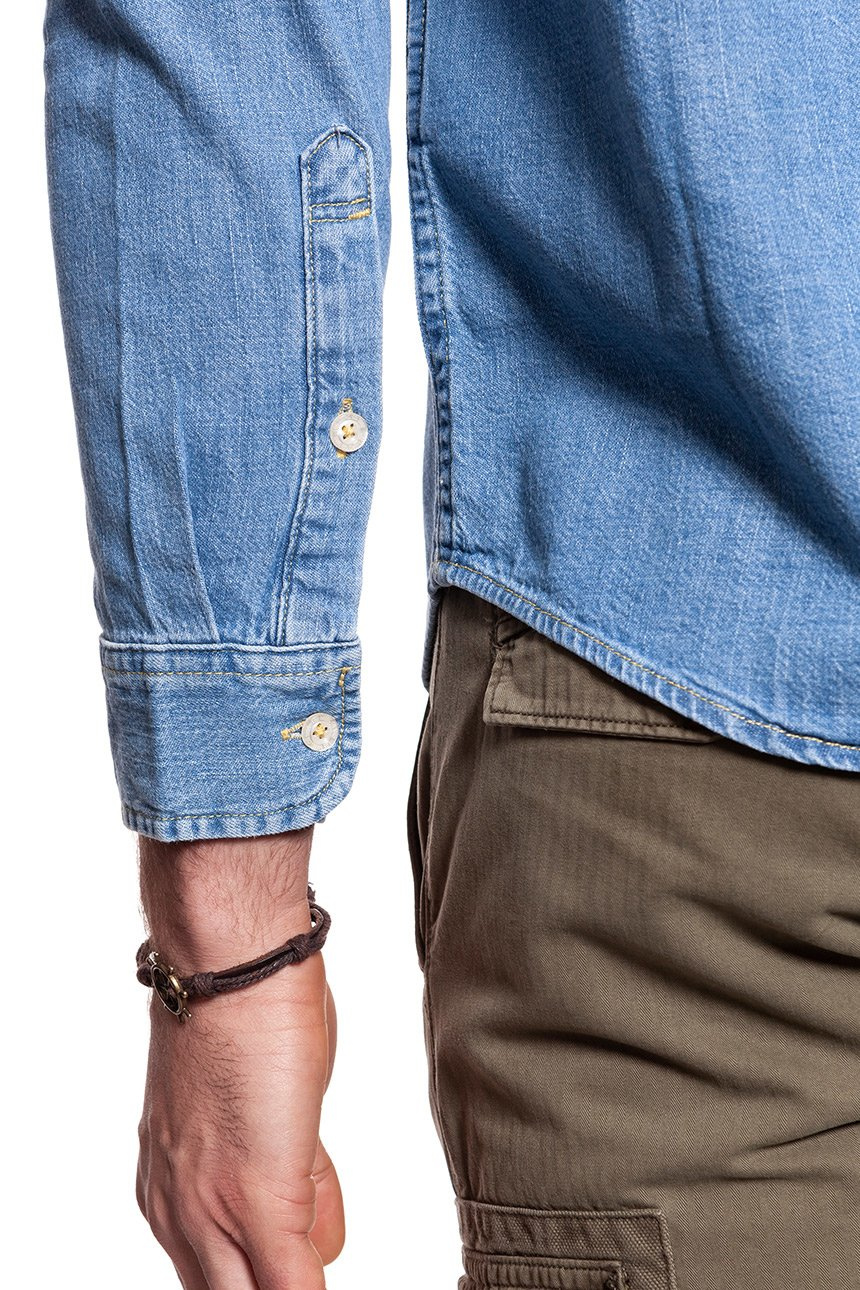 LEE BUTTON DOWN MĘSKA KOSZULA JEANSOWA JEANS SUN FADE L880KXXA L880KXXA