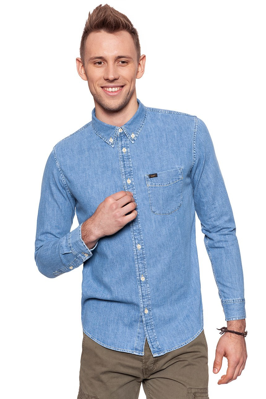 LEE BUTTON DOWN MĘSKA KOSZULA JEANSOWA JEANS SUN FADE L880KXXA L880KXXA